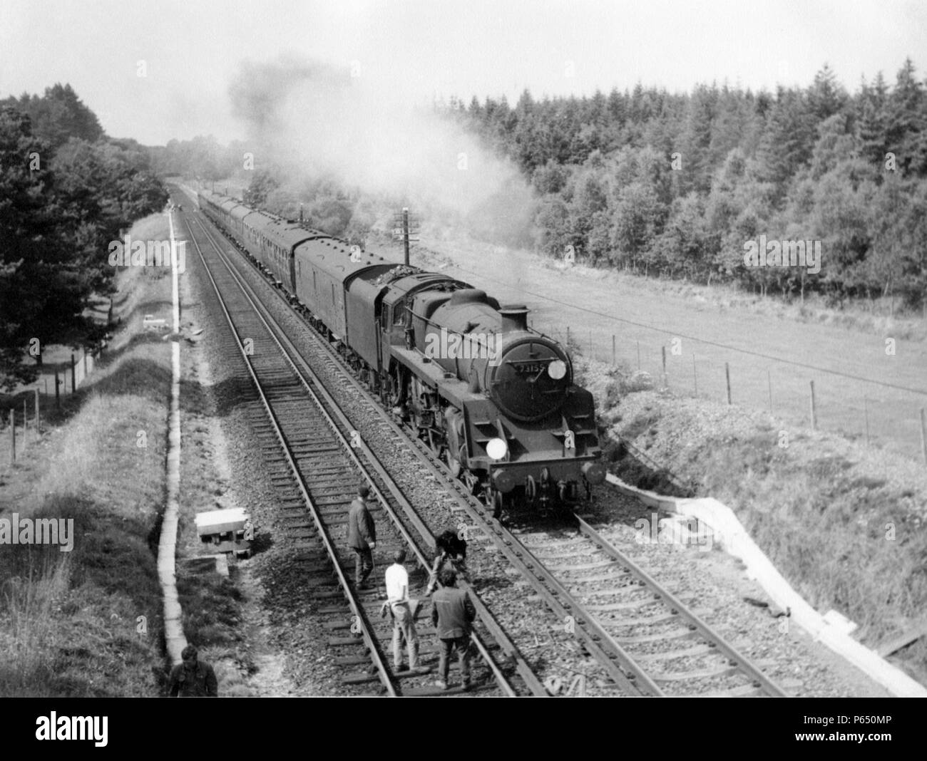A Bournemouth - London Waterloo express passes through the new forest ...
