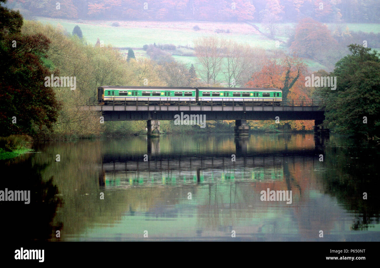 A Central Trains 153 DMU unit passes through scenic Derbyshire Stock ...