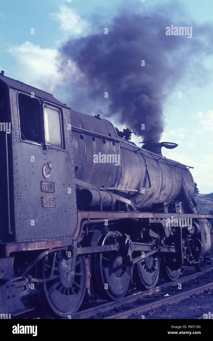 A former LMS British Stanier 2-8-0 on shunting duties at Irmak in July ...