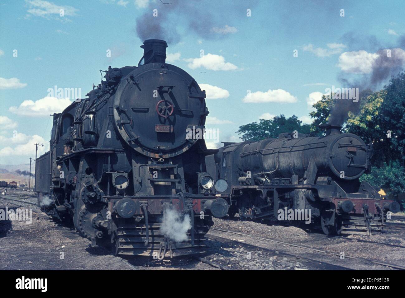 A former LMS British Stanier 8F 2-8-0 in Irmak shed yard Turkey with a ...