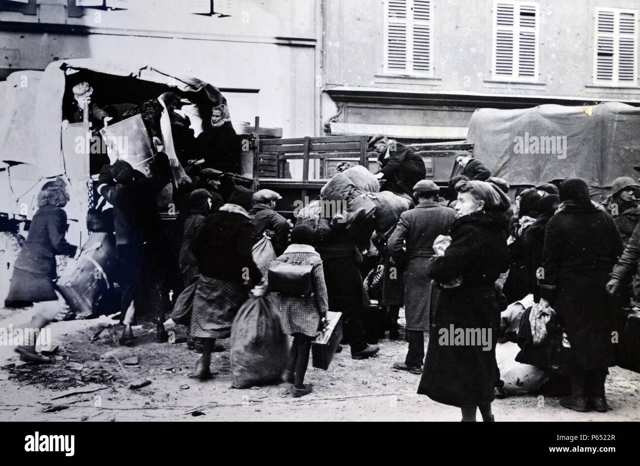World war two: Evacuation of French civilians in a front line village ...