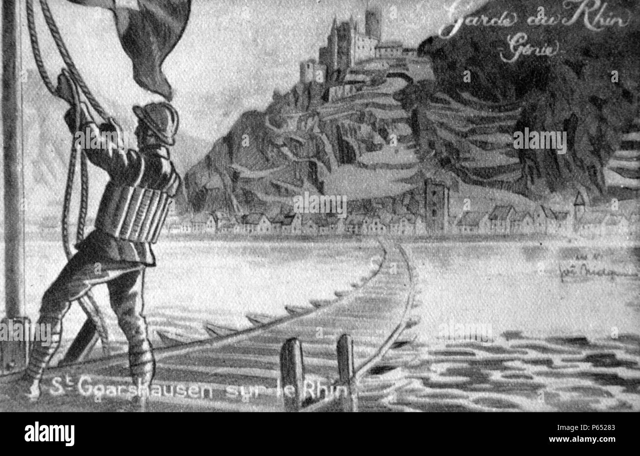 The French occupation of the Rhineland, a dragoon hoists the French ...