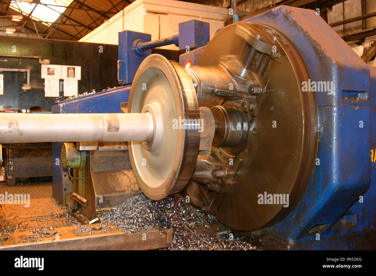 Machining wheelsets on a lathe. May 2004 Stock Photo - Alamy