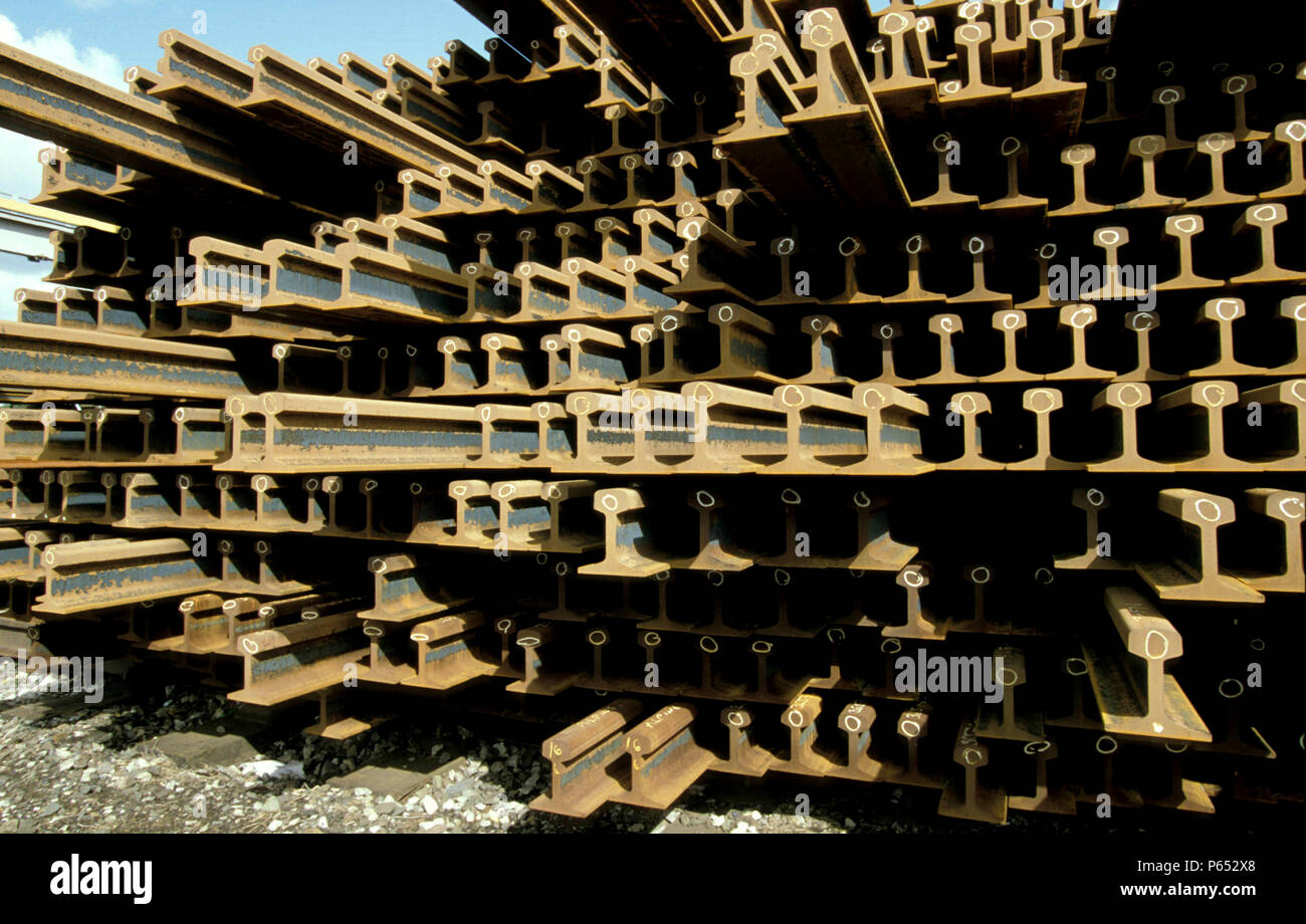 New rails stacked ready for assembly. C1994 Stock Photo - Alamy