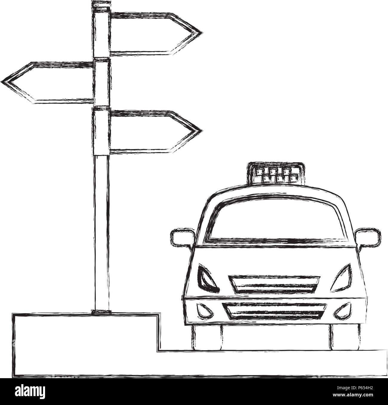taxi car service with arrow signaling isolated icon Stock Vector Image ...