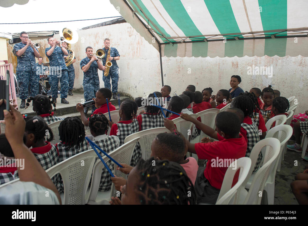 160415-N-WV703-335 LIBREVILLE, Gabon (April 14, 2016) Members of the U ...