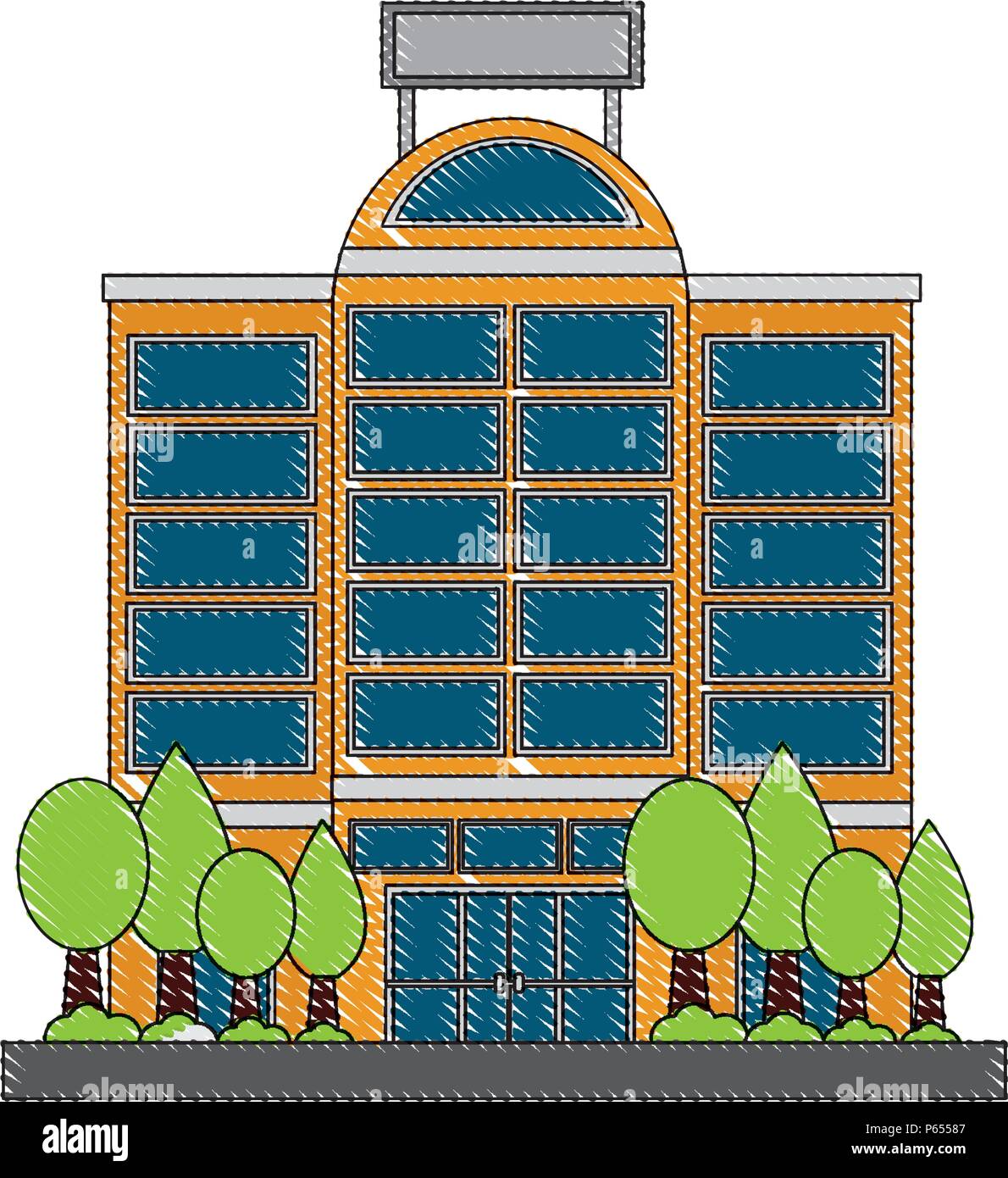 Commercial tree tree hotel hotel building Stock Vector Images - Alamy