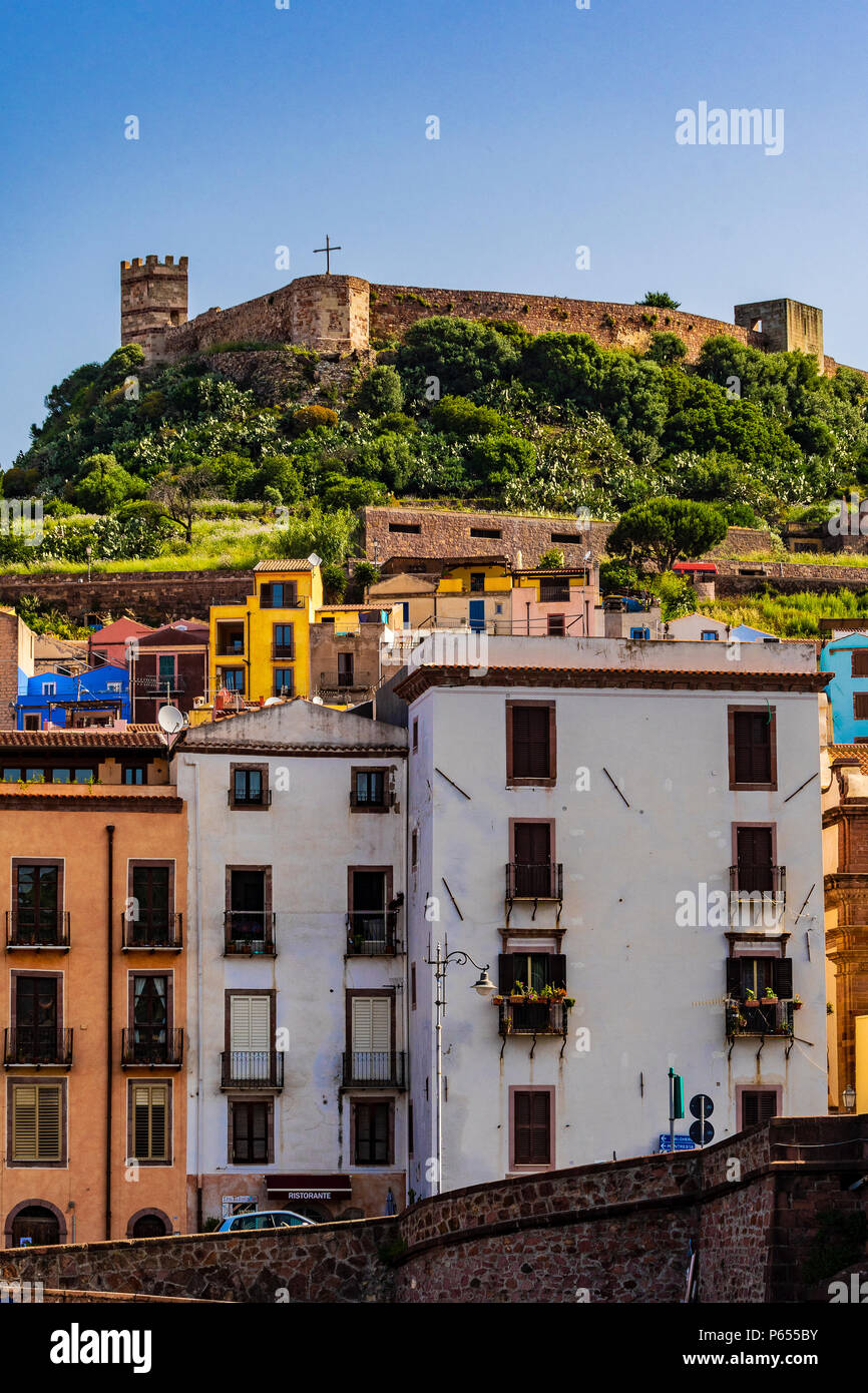 Italy Sardinia Bosa Italy Sardinia Bosa view of the historic center ...