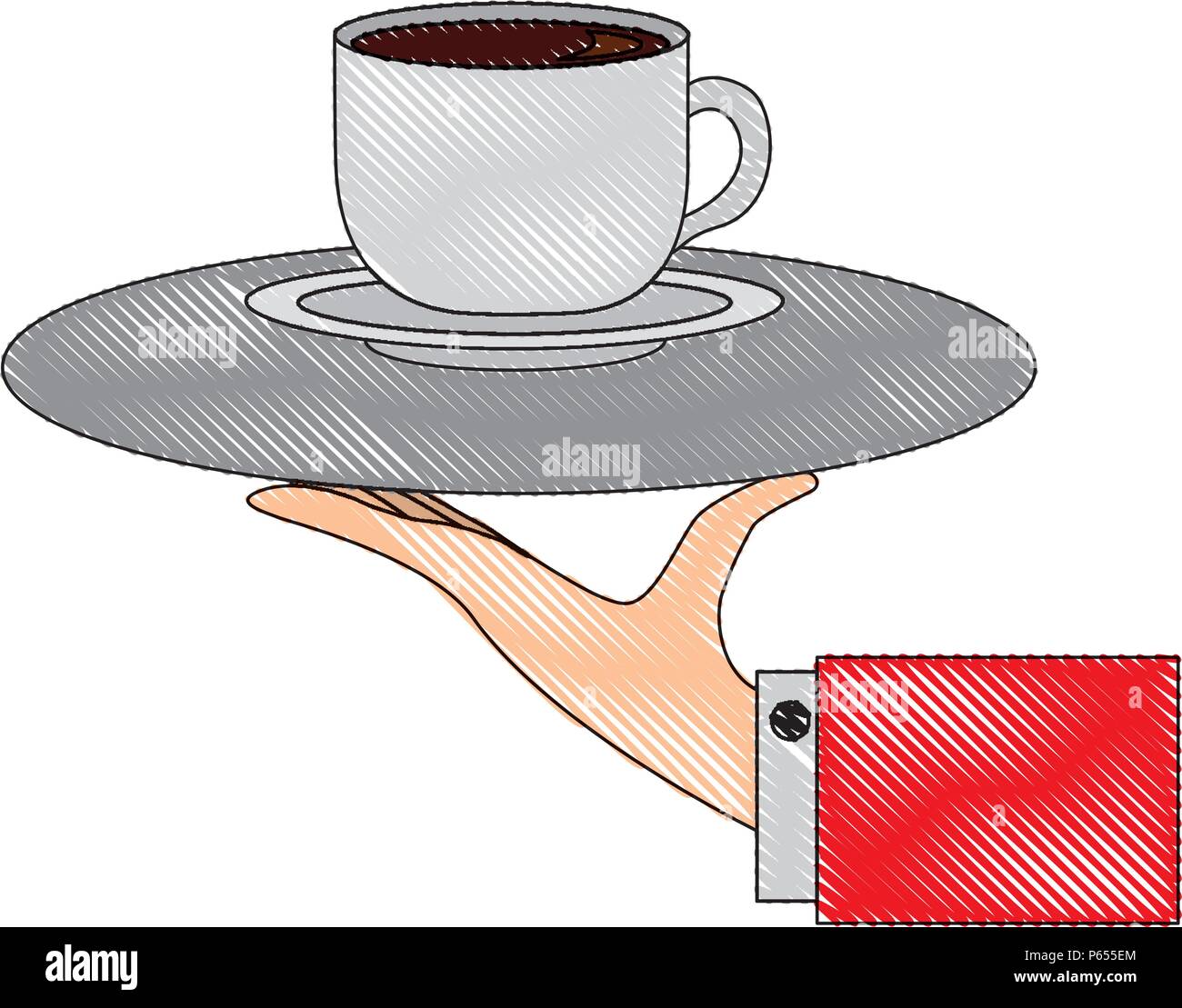 hand with tray and delicious coffee cup icon Stock Vector Image & Art ...