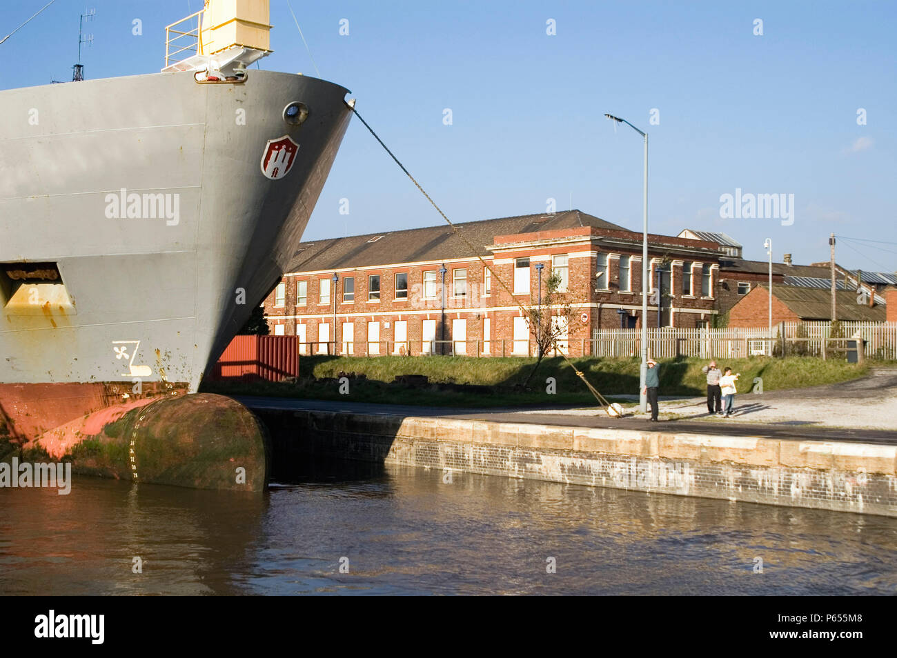 Cargo ship Philipp passing through Latchford locks on the Manchester ...