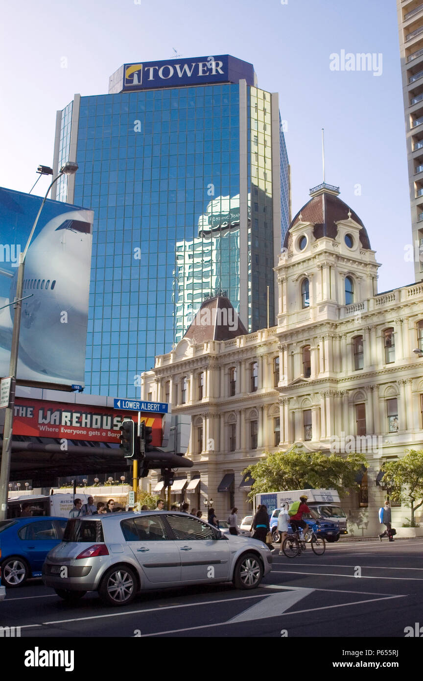 Colonial style harbour front building, surrounded by modern offices ...
