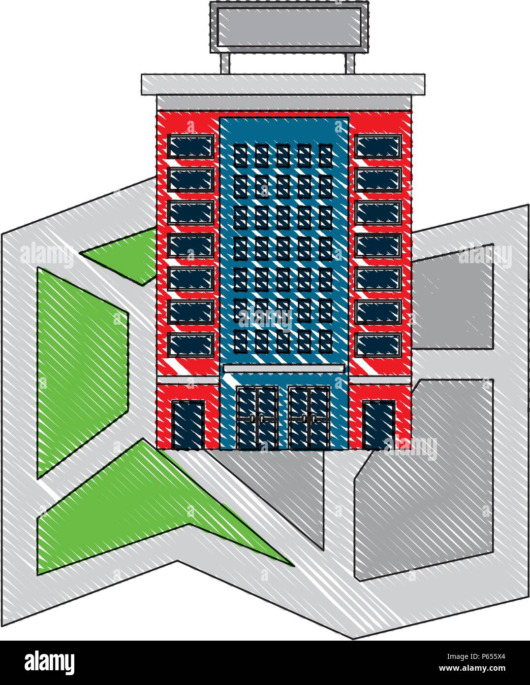 building hotel with paper map isolated icon Stock Vector Image & Art ...