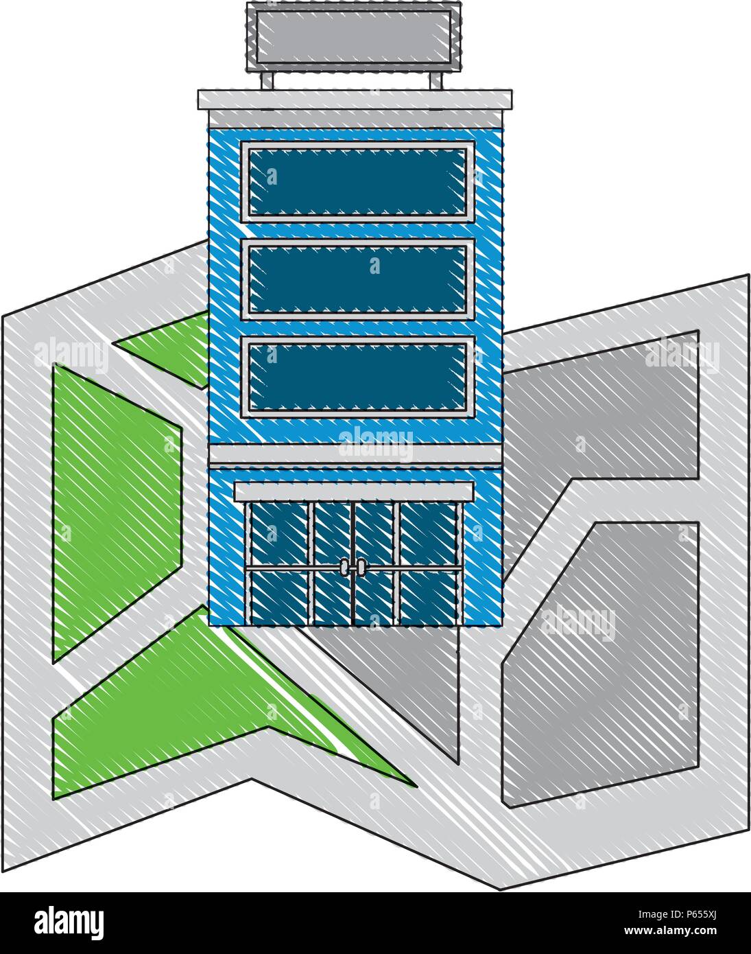 building hotel with paper map isolated icon Stock Vector Image & Art ...