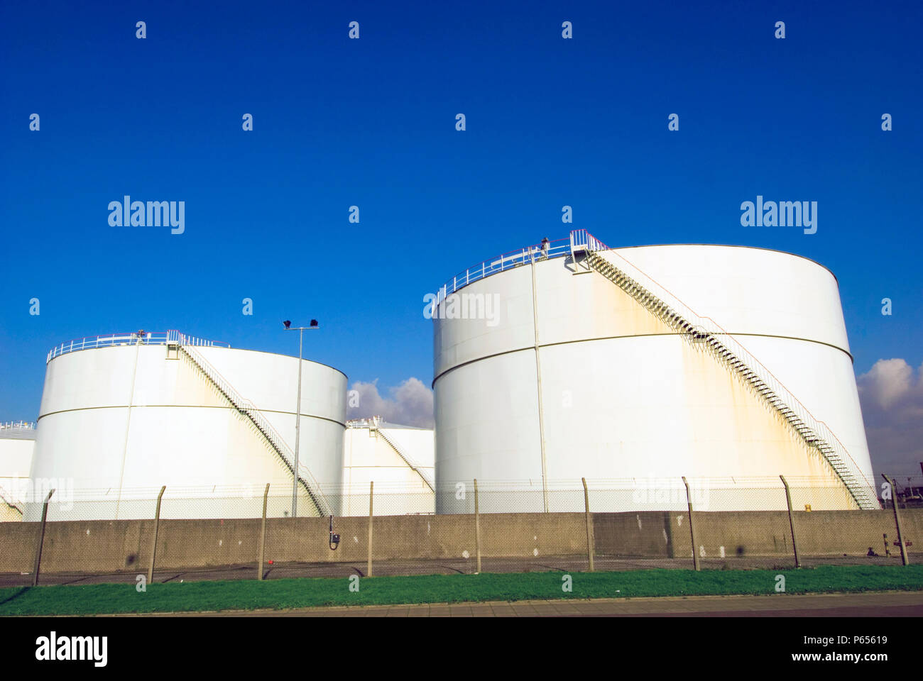Fuel storage tanks at Trafford Park, Manchester, UK Stock Photo - Alamy