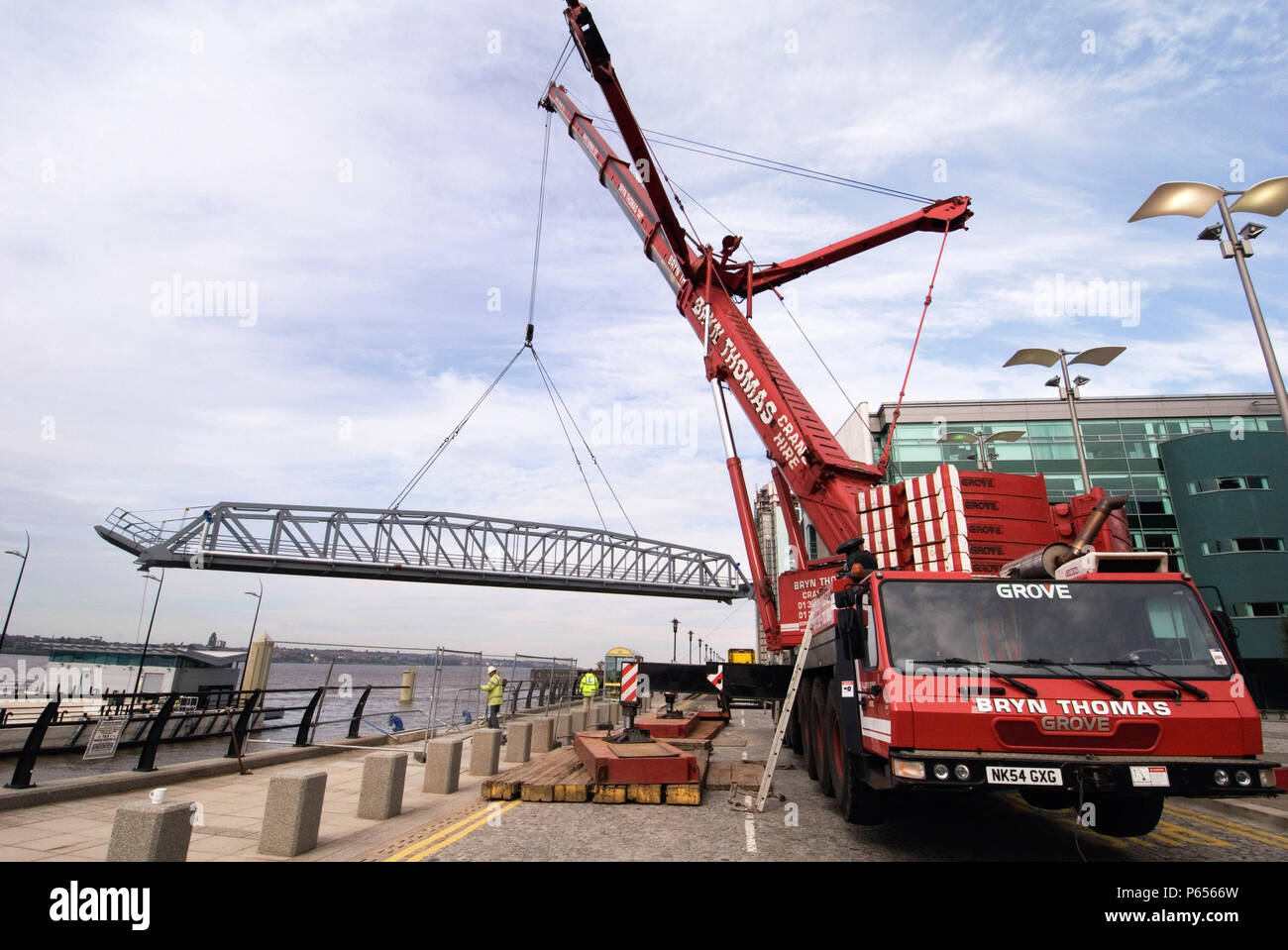 Mobile truck mounted crane, Liverpool Docks, Merseyside, UK Stock Photo ...