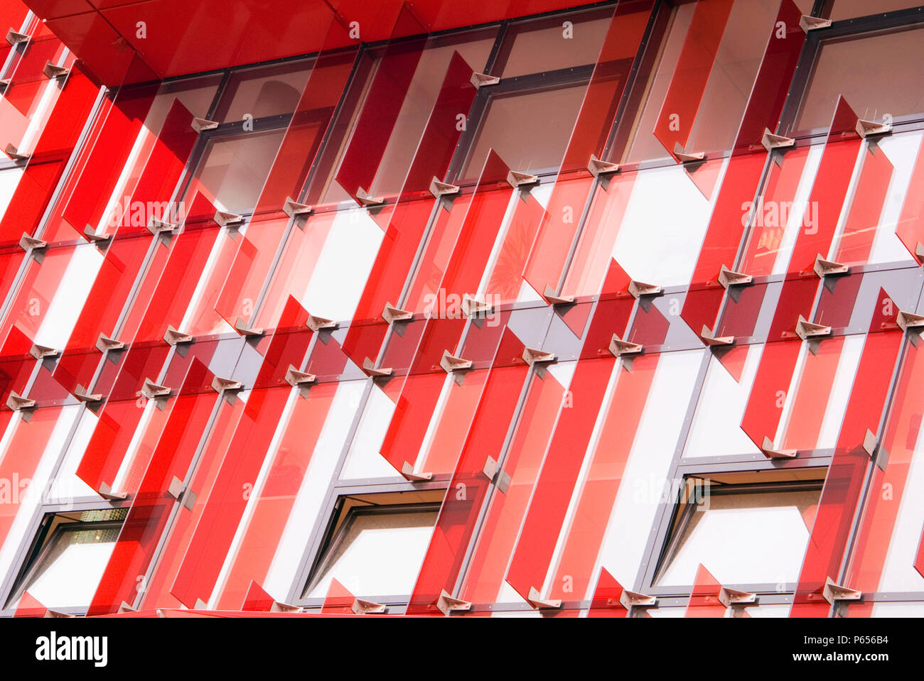 Red acrylic feature on outside of building, Reeperbahn , Hamburg ...