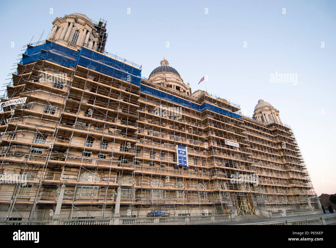 Scaffolding skeleton on Port of Liverpool building, Liverpool, United ...