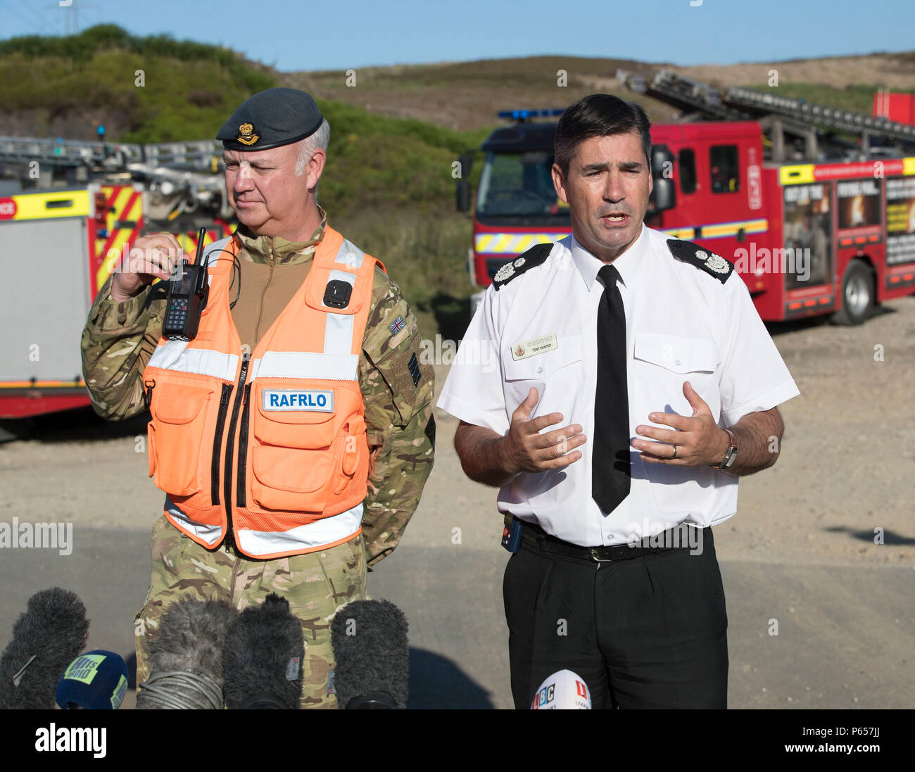 RAF Wing Commander Gary Lane (left) and GMFRS Assistant Chief Fire ...