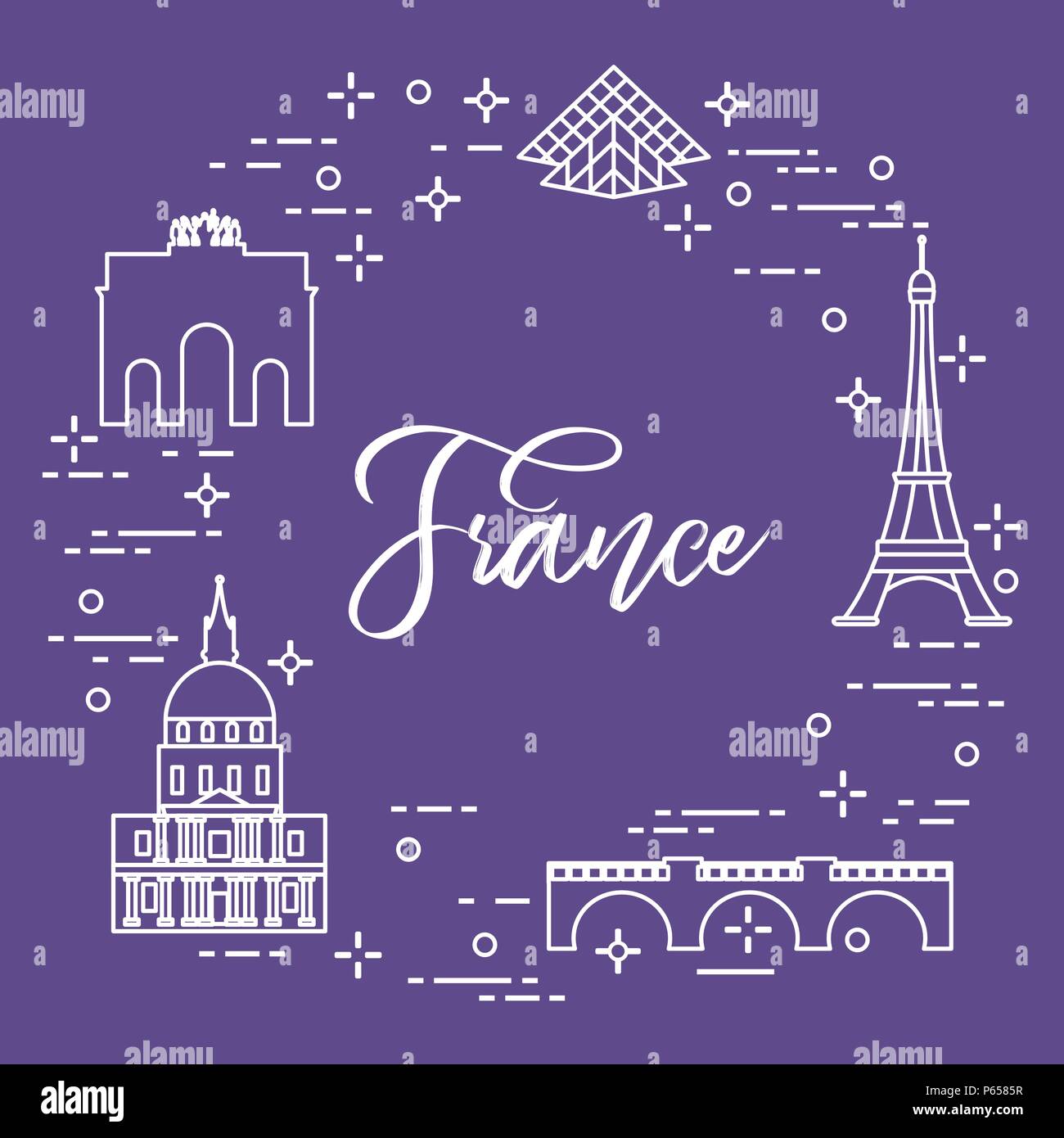 Famous buildings of Paris. Symbols and landmarks. Travel and leisure ...