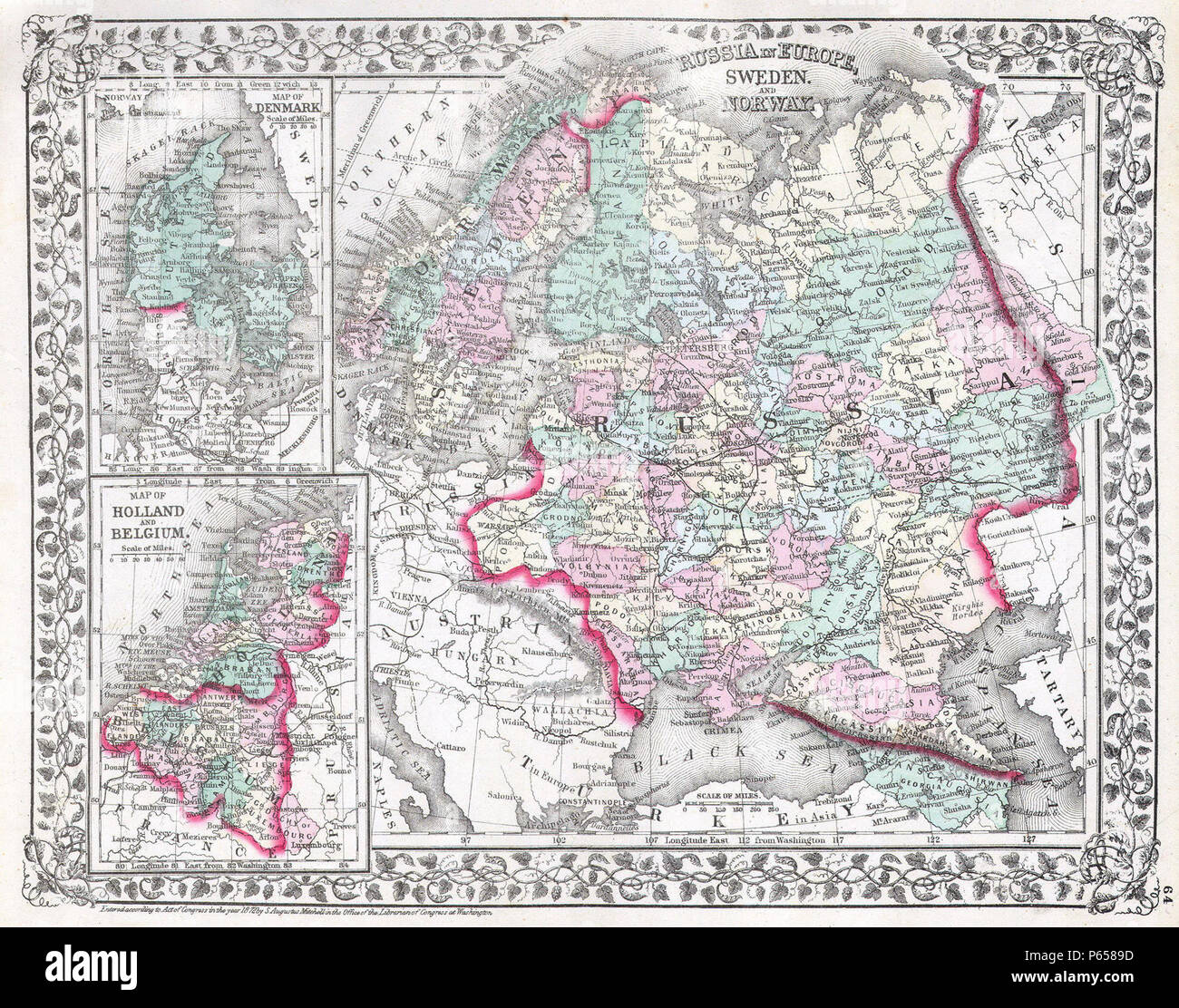 1874 Mitchell Map of Russia - Geographicus - Russia-m-1874 Stock Photo ...