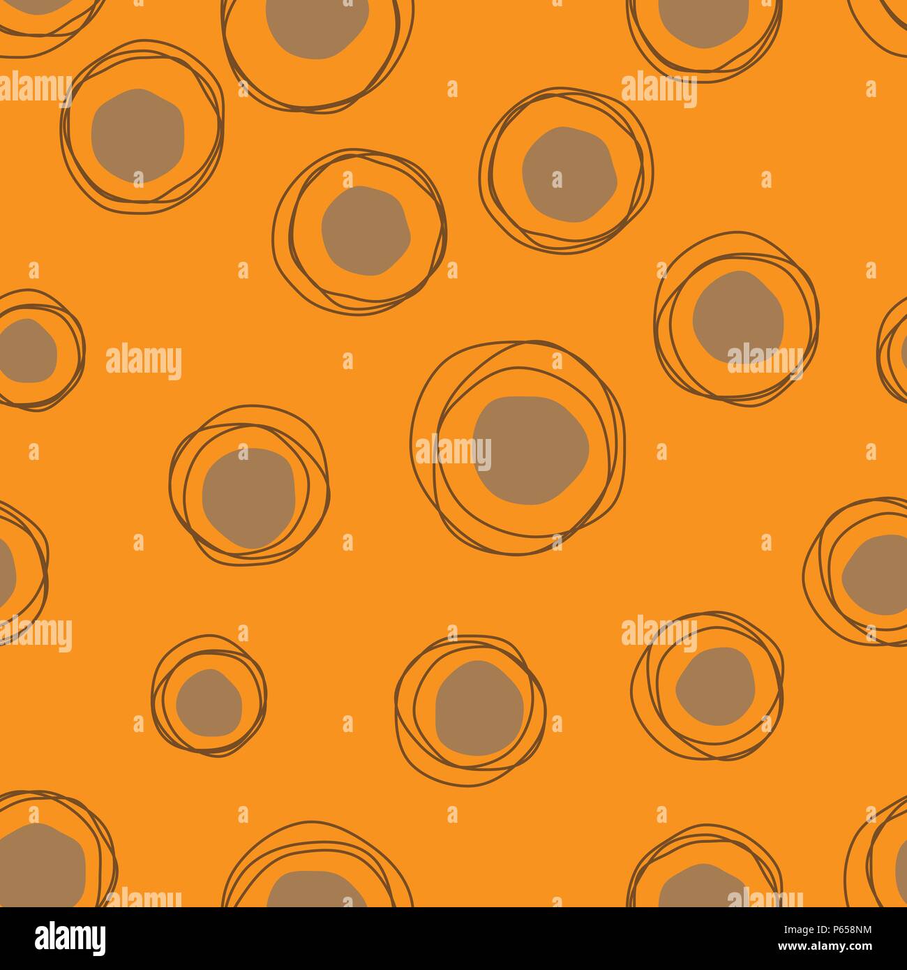 Vector sketch child round seamless orange pattern Stock Vector Image ...