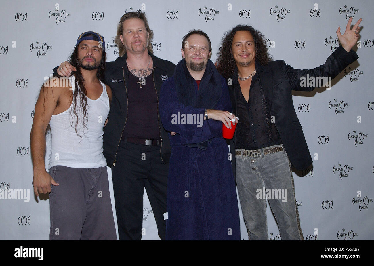 Metallica backstage at the " 31th Annual American Music Awards " at the ...
