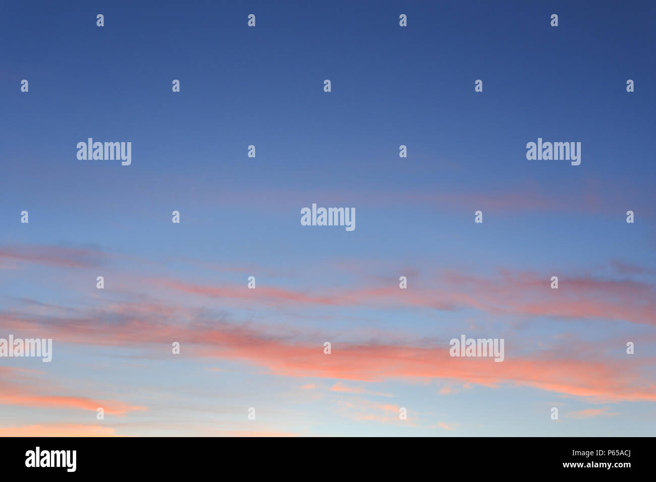 Beautiful sunset sky with pink and blue colors, windy lines Stock Photo ...