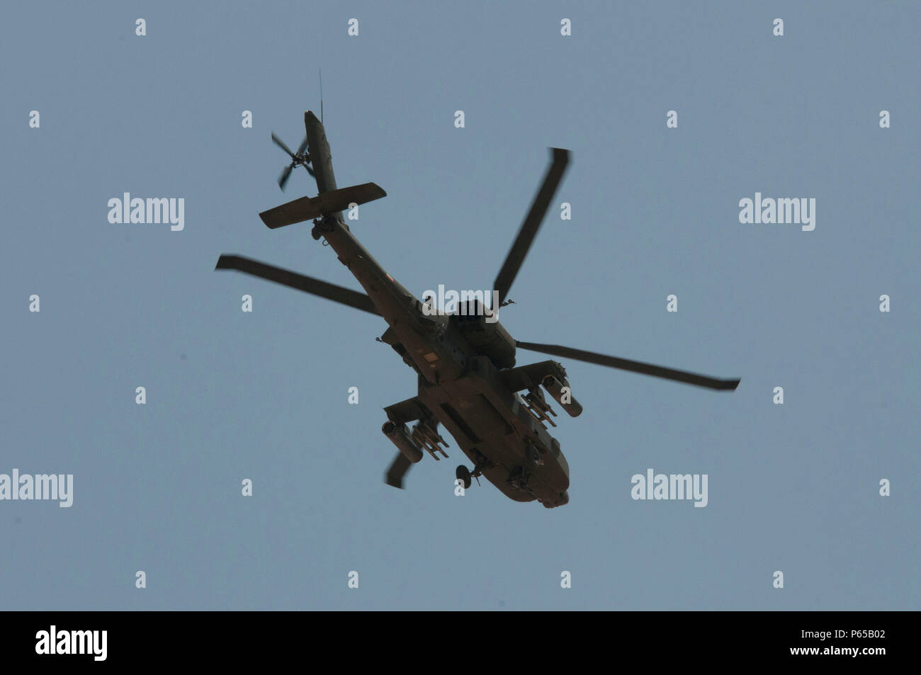 A Kuwait Air Force AH-64 Apache helicopter returns to its battle ...