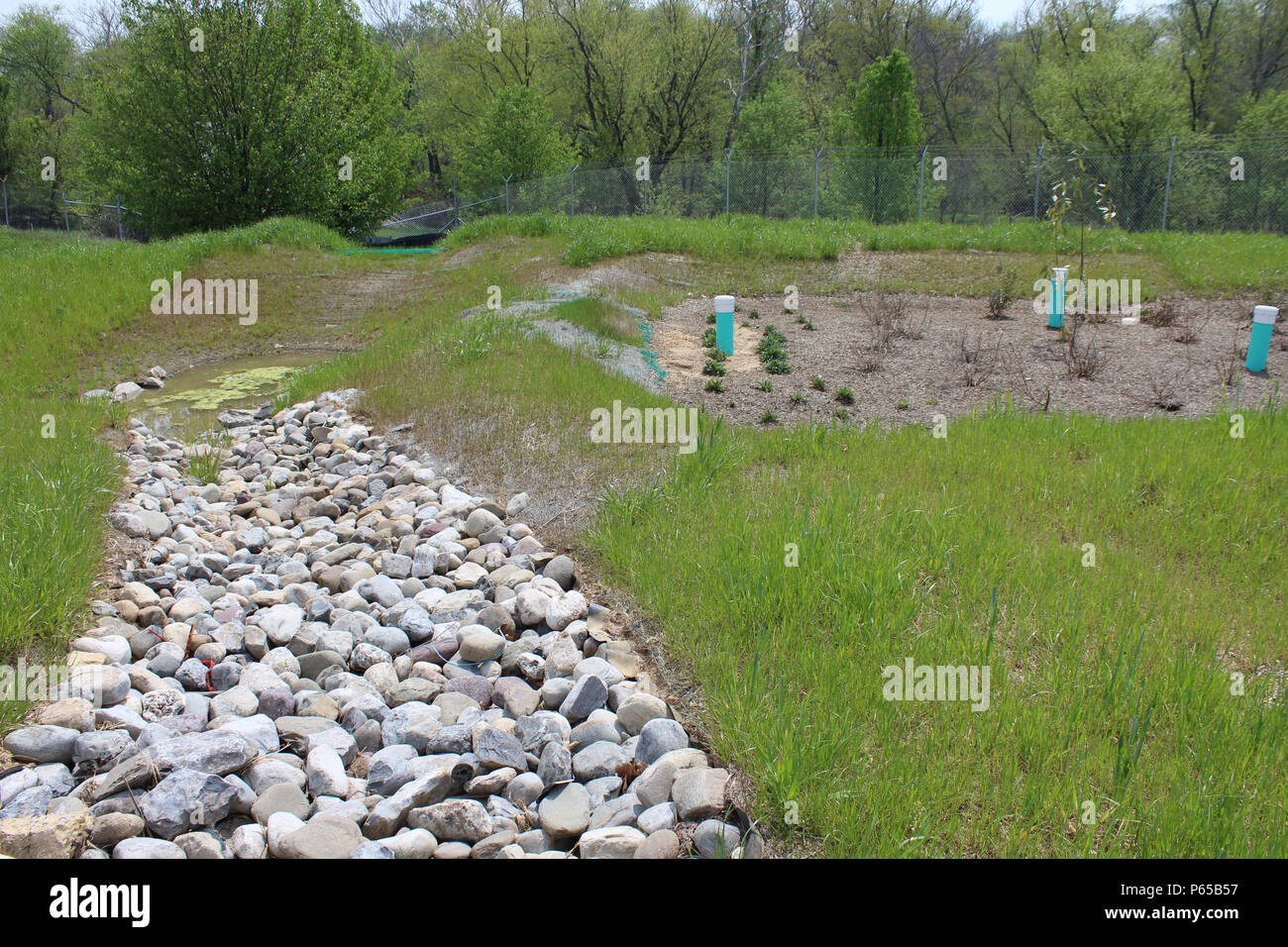 This April 21 photo shows a bioretention cell (a storm water management ...