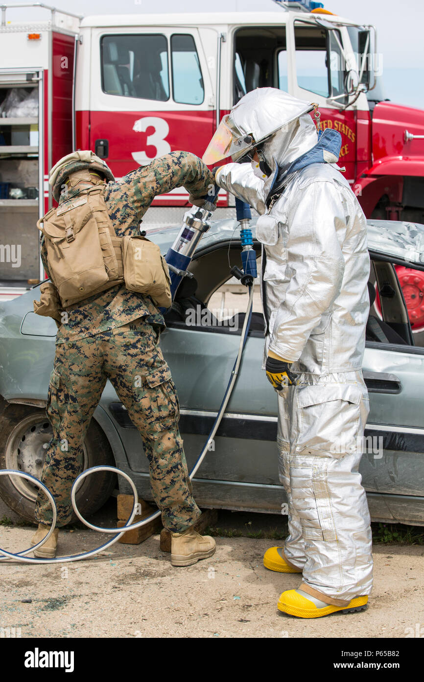 James Denton, (right), Spanish firefighter with Morón Fire Department ...