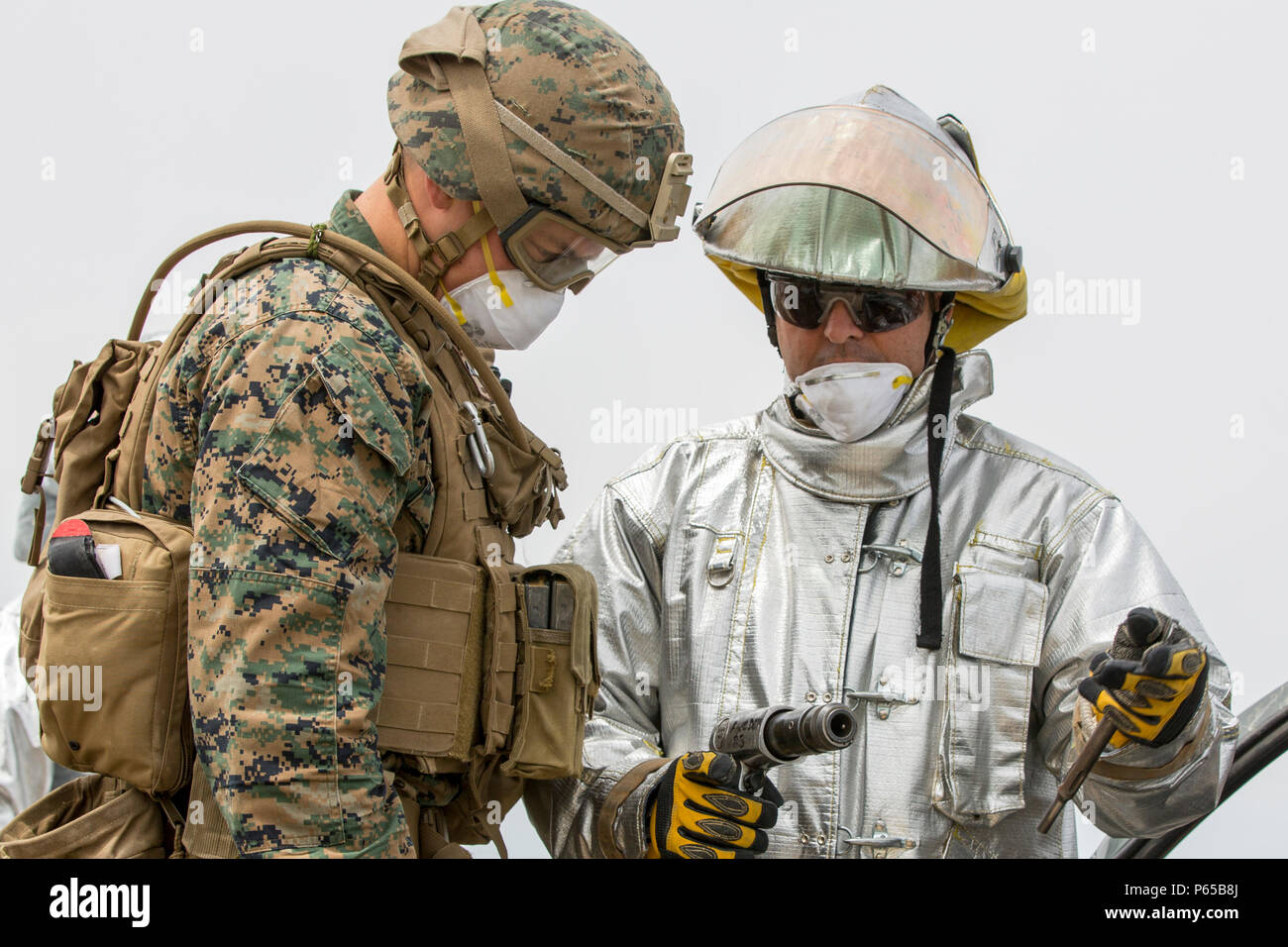 James Denton, (right), Spanish firefighter with Morón Fire Department ...