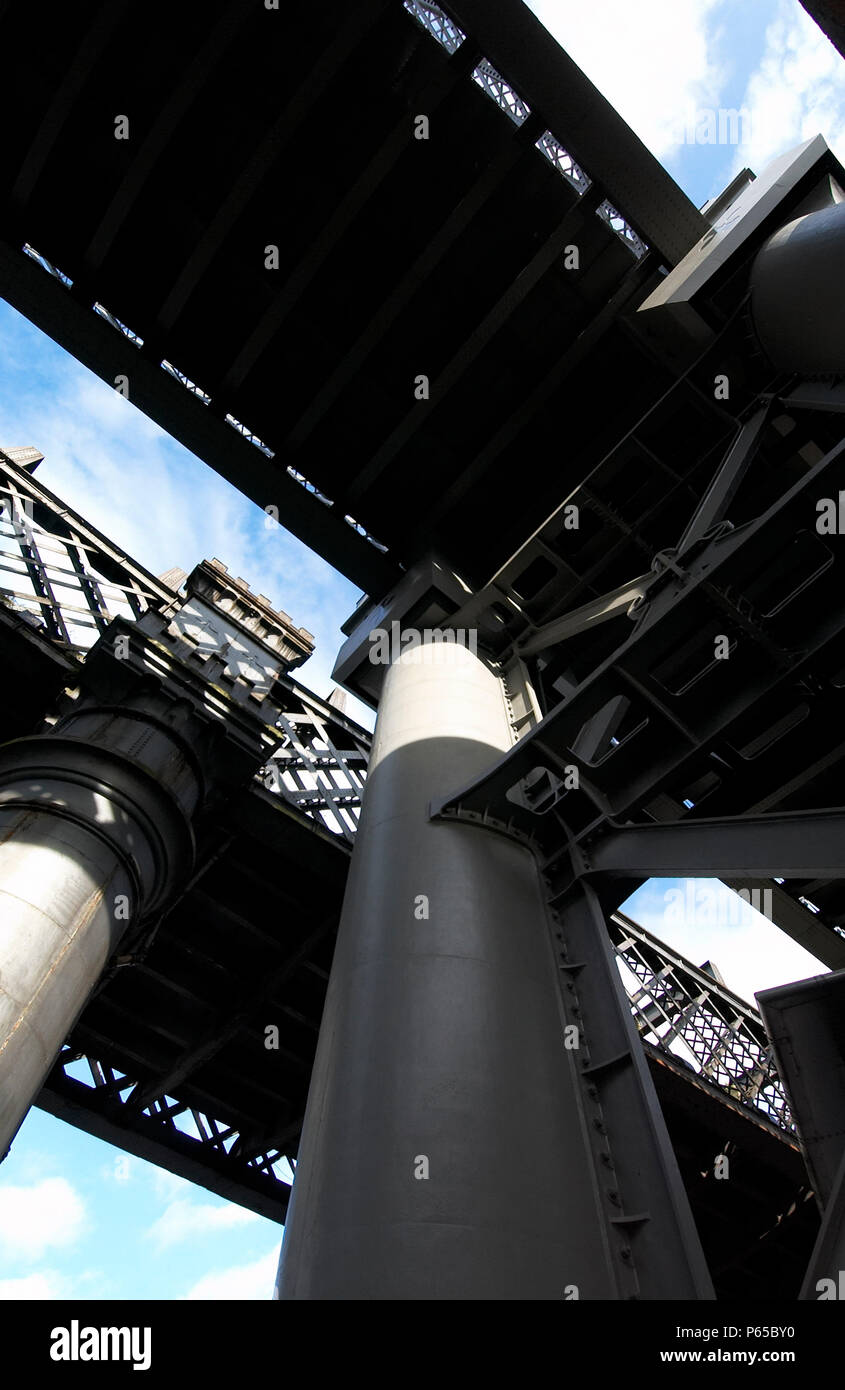 The Manchester-Liverpool railway line crossing Castlefield canals ...