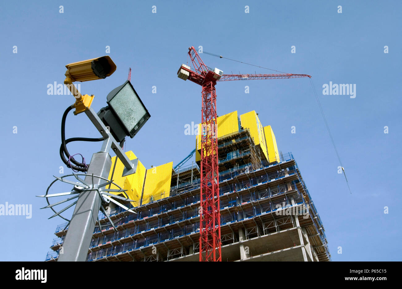 CCTV camera protecting a building site in Manchester city centre Stock ...