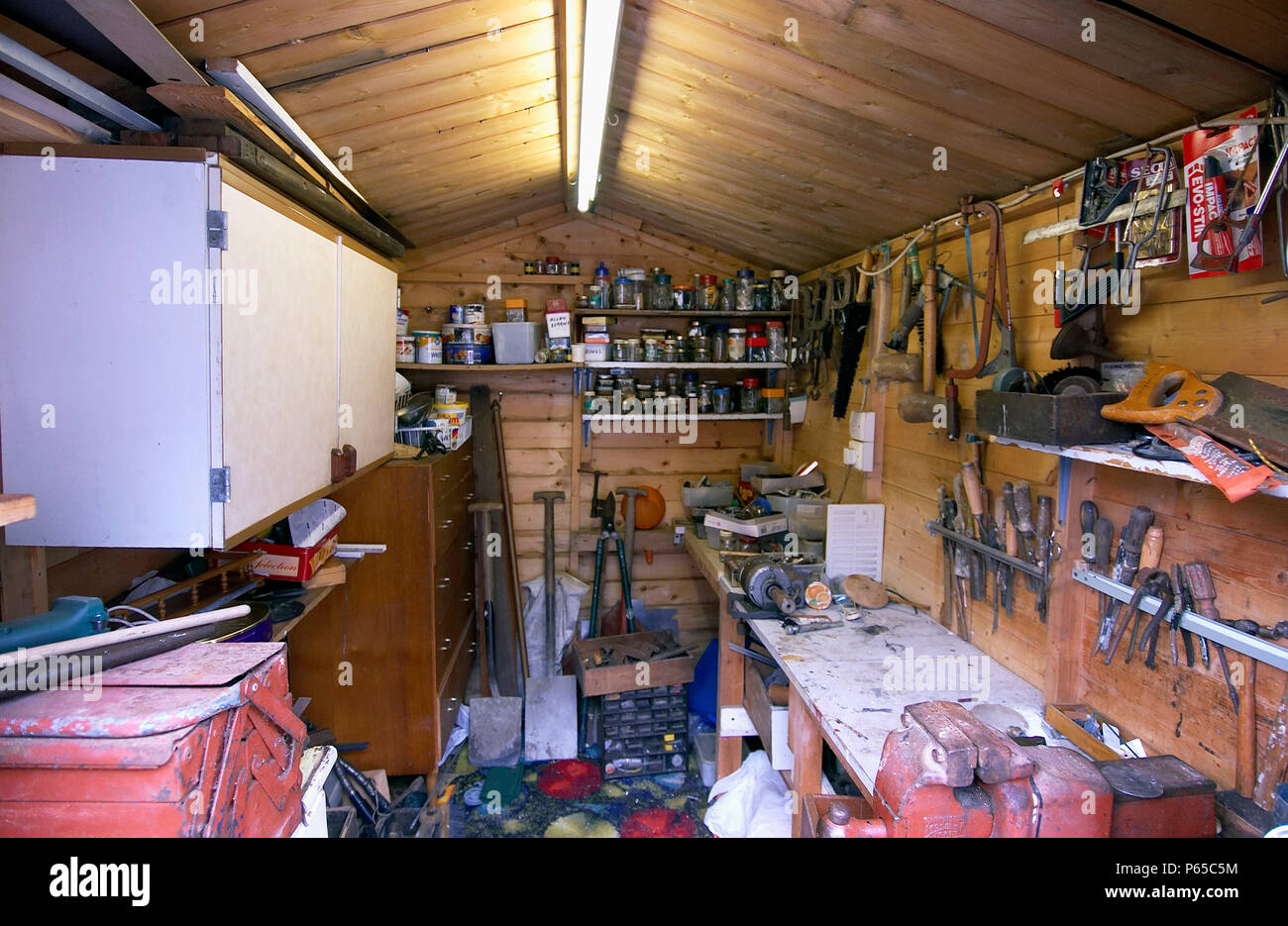 Interior of a shed Stock Photo - Alamy