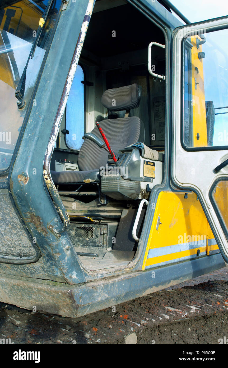 Close up of a digger's cabin Stock Photo - Alamy