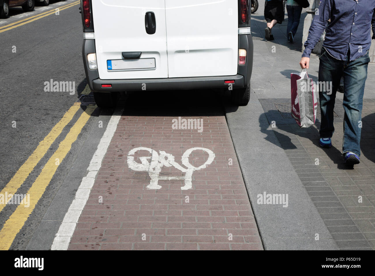 Van parked across cycle lane, Dublin, Ireland 2008 Stock Photo - Alamy