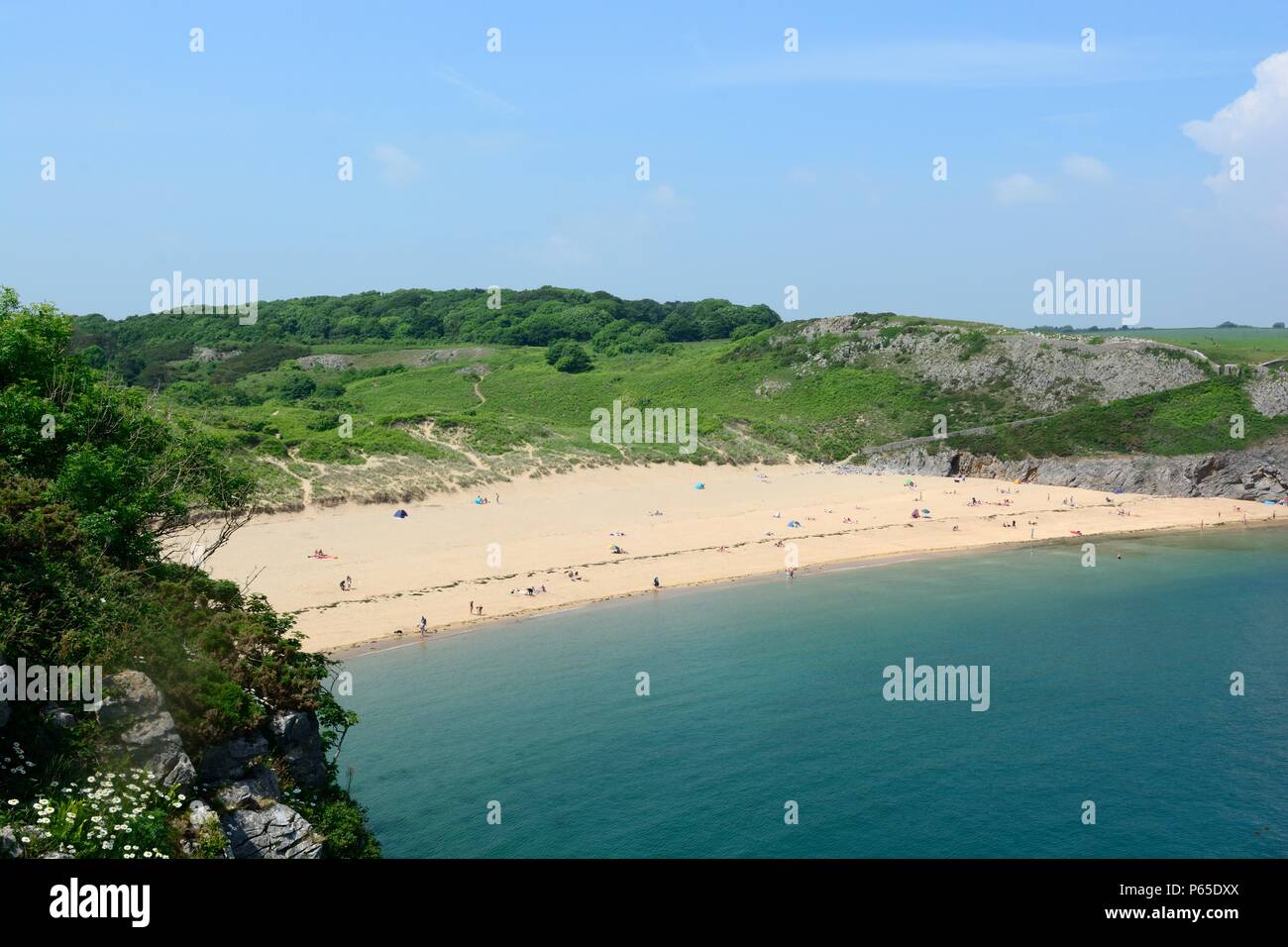Barafundle Bay and beach Stackpole from the All Wales coast path Wales ...