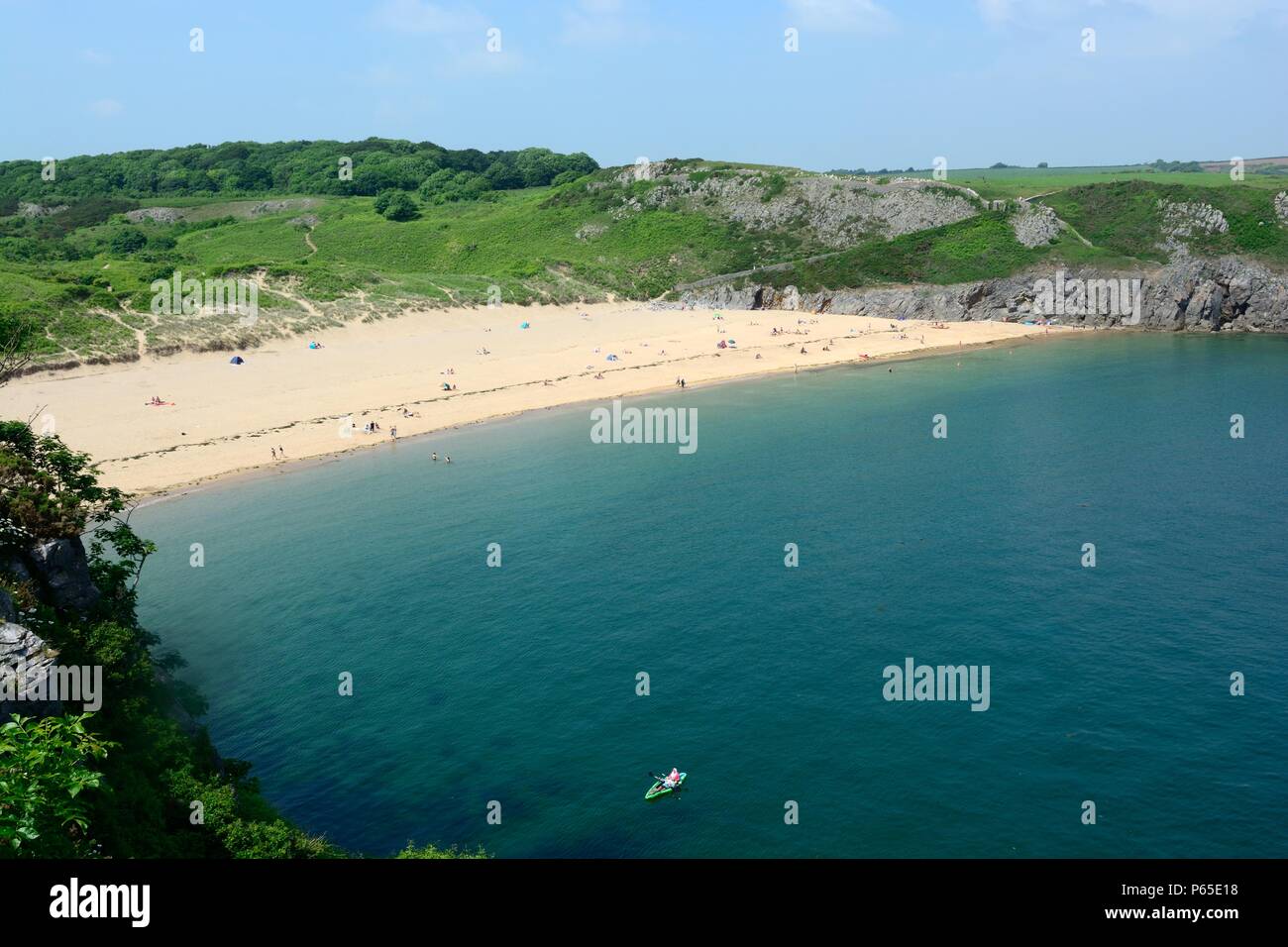Barafundle Bay and beach Stackpole from the All Wales coast path Wales ...
