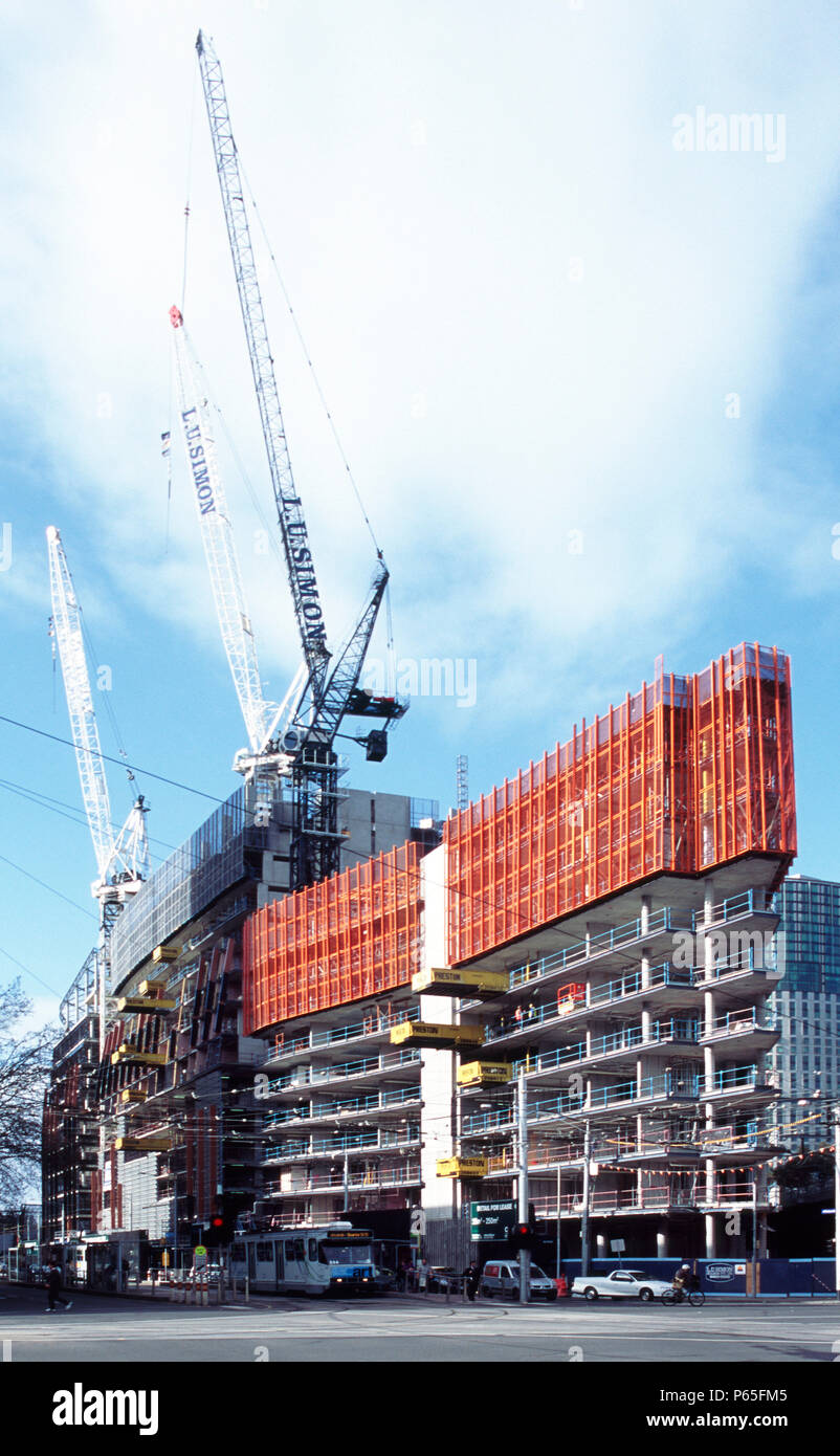 Safety screens used during concreting on high rise buildings in ...