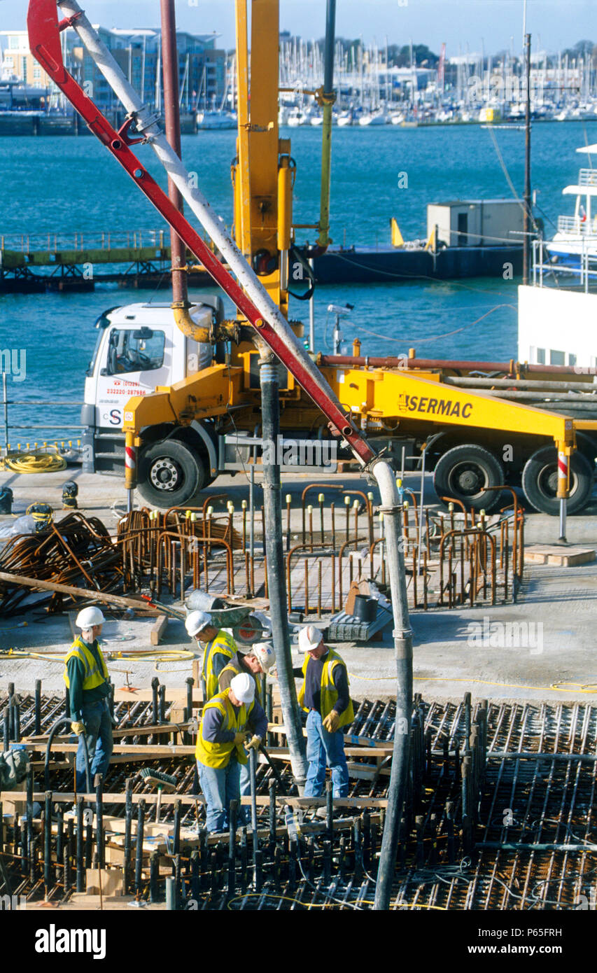 Concrete pour for the base foundation slabs on the Spinnaker Tower ...