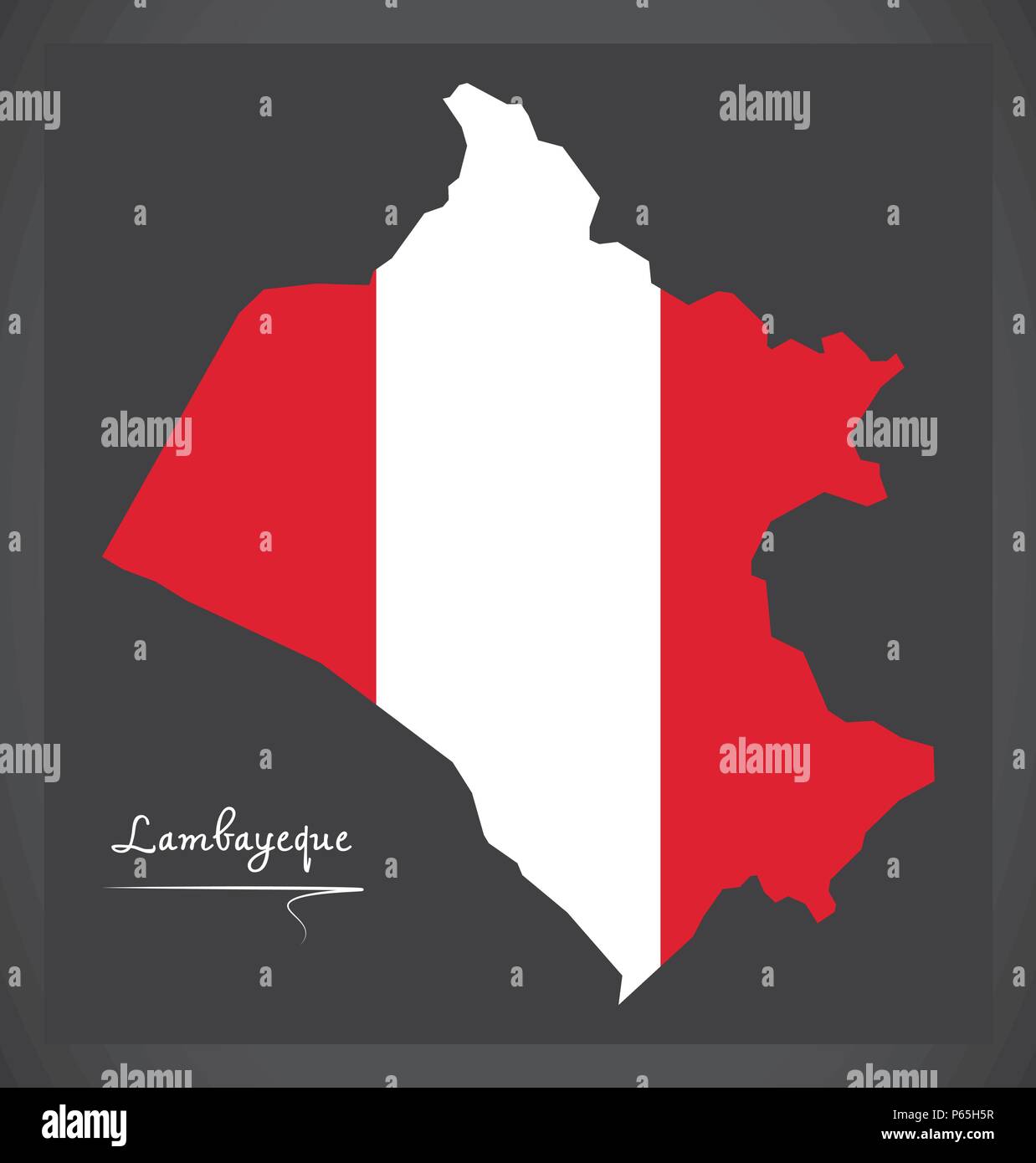 Lambayeque map with Peruvian national flag illustration Stock Vector ...
