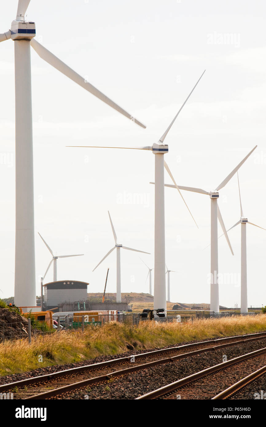 A windfarm on the outskirts of Workington at Siddick, Cumbria, UK Stock ...