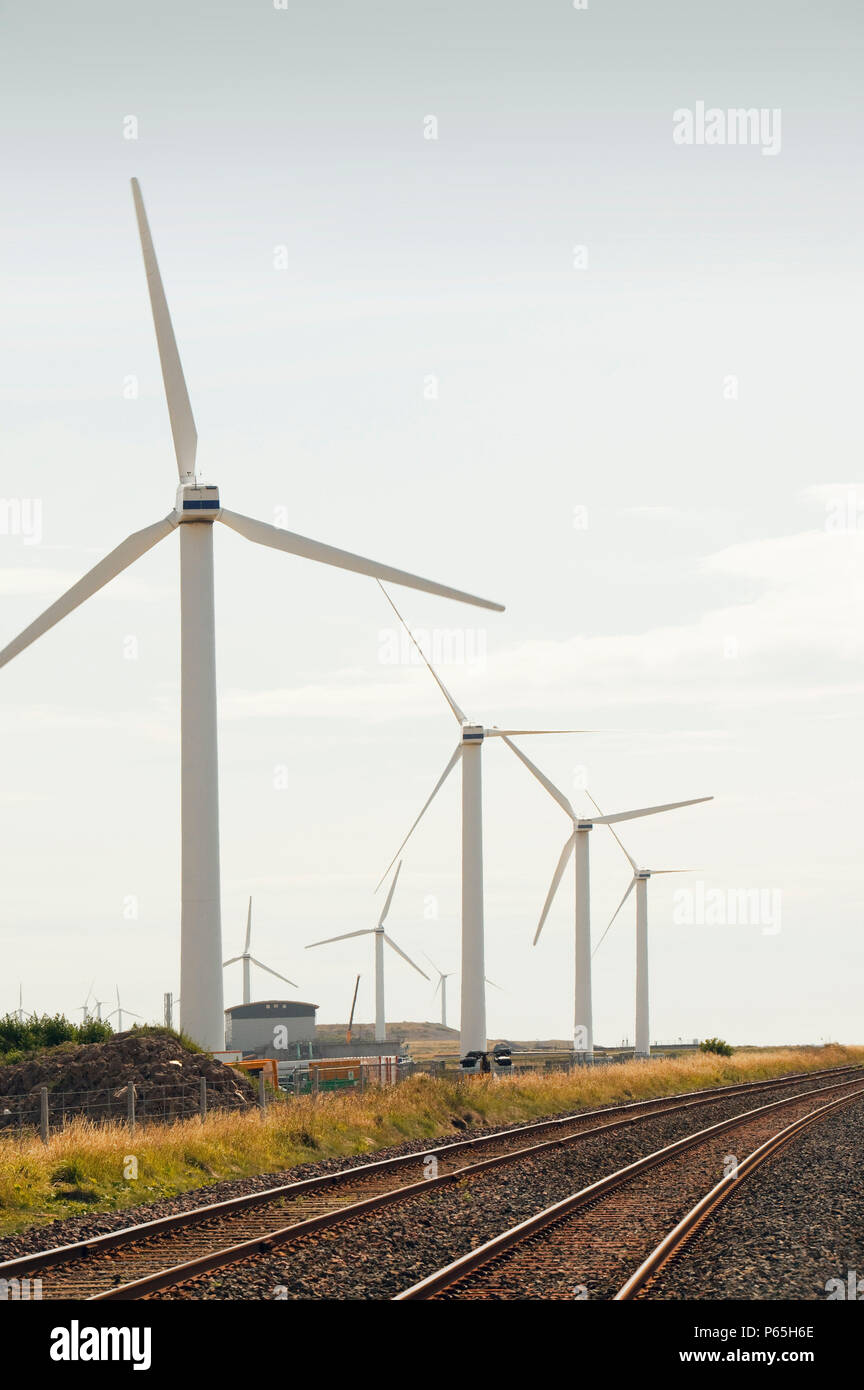 A windfarm on the outskirts of Workington at Siddick, Cumbria, UK Stock ...