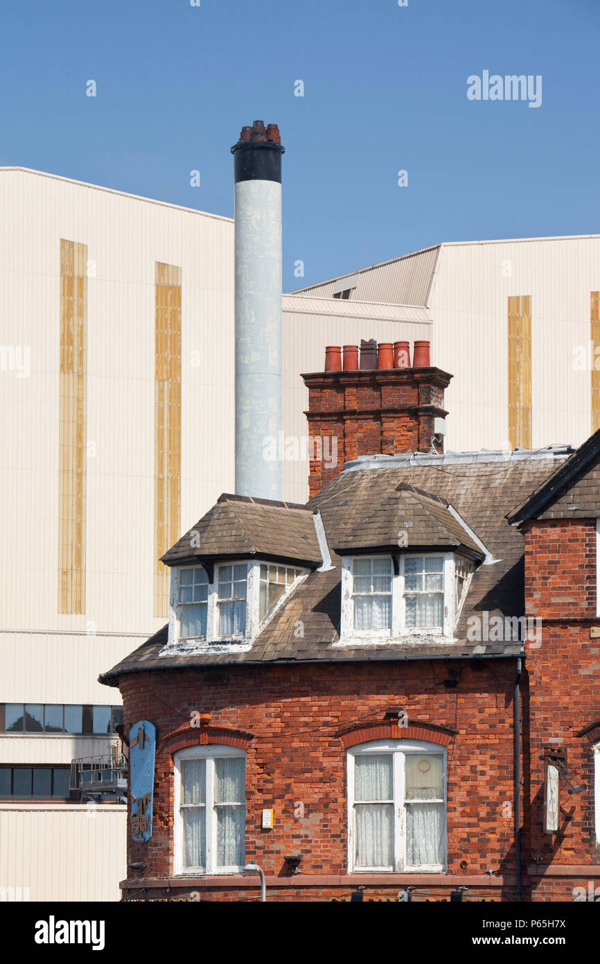 BAE systems buildings overshadowing old terraced houses in Barrow in ...