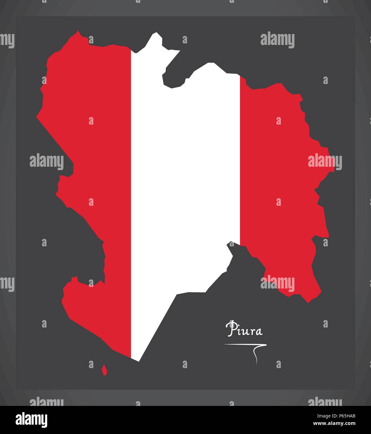Piura map with Peruvian national flag illustration Stock Vector Image ...