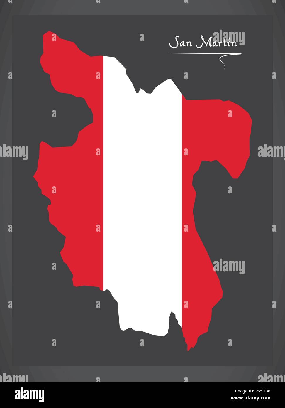 San Martin map with Peruvian national flag illustration Stock Vector ...