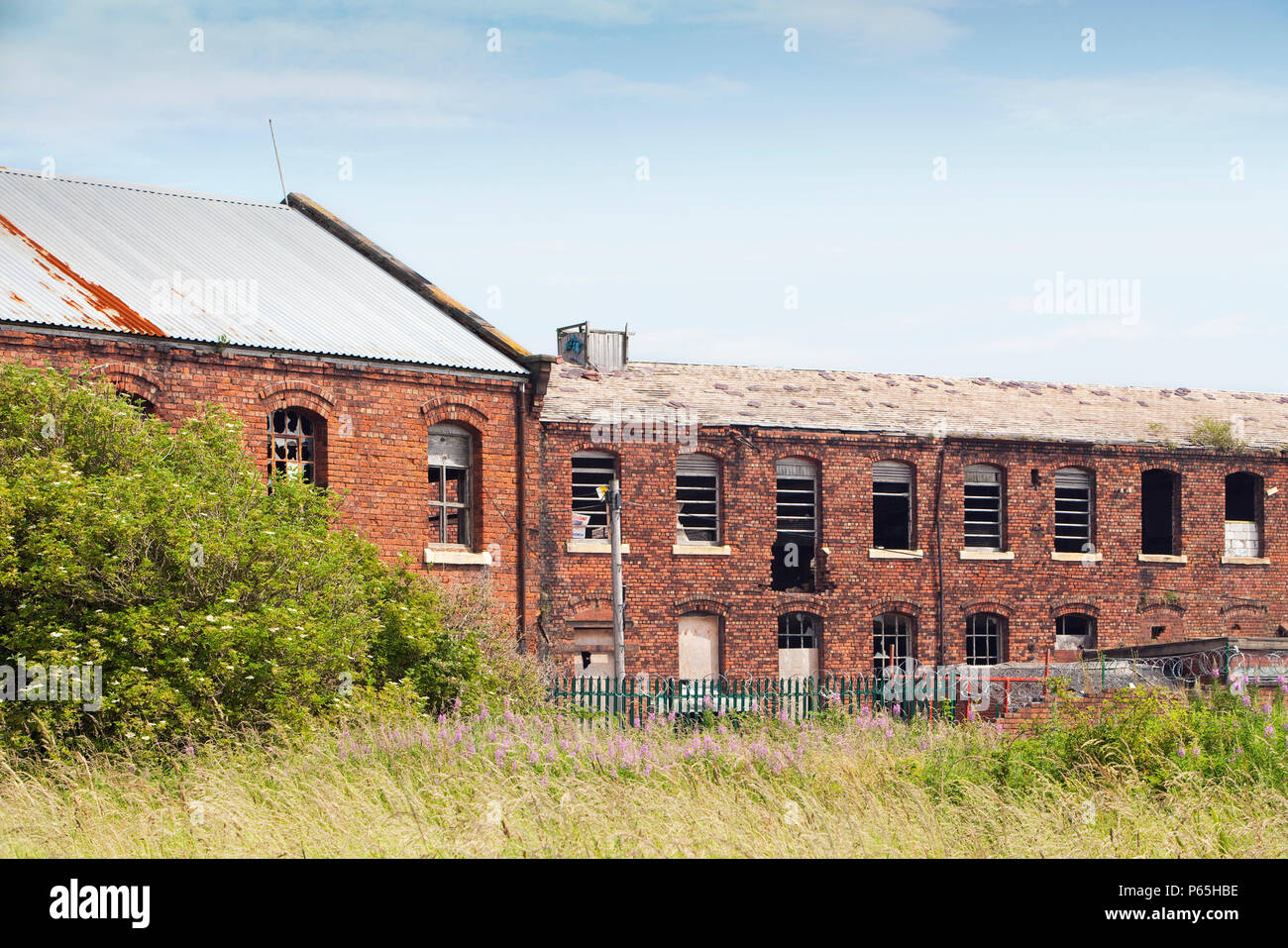 Derelict industrial buildings in Barrow in Furness, Cumbria, UK Stock ...