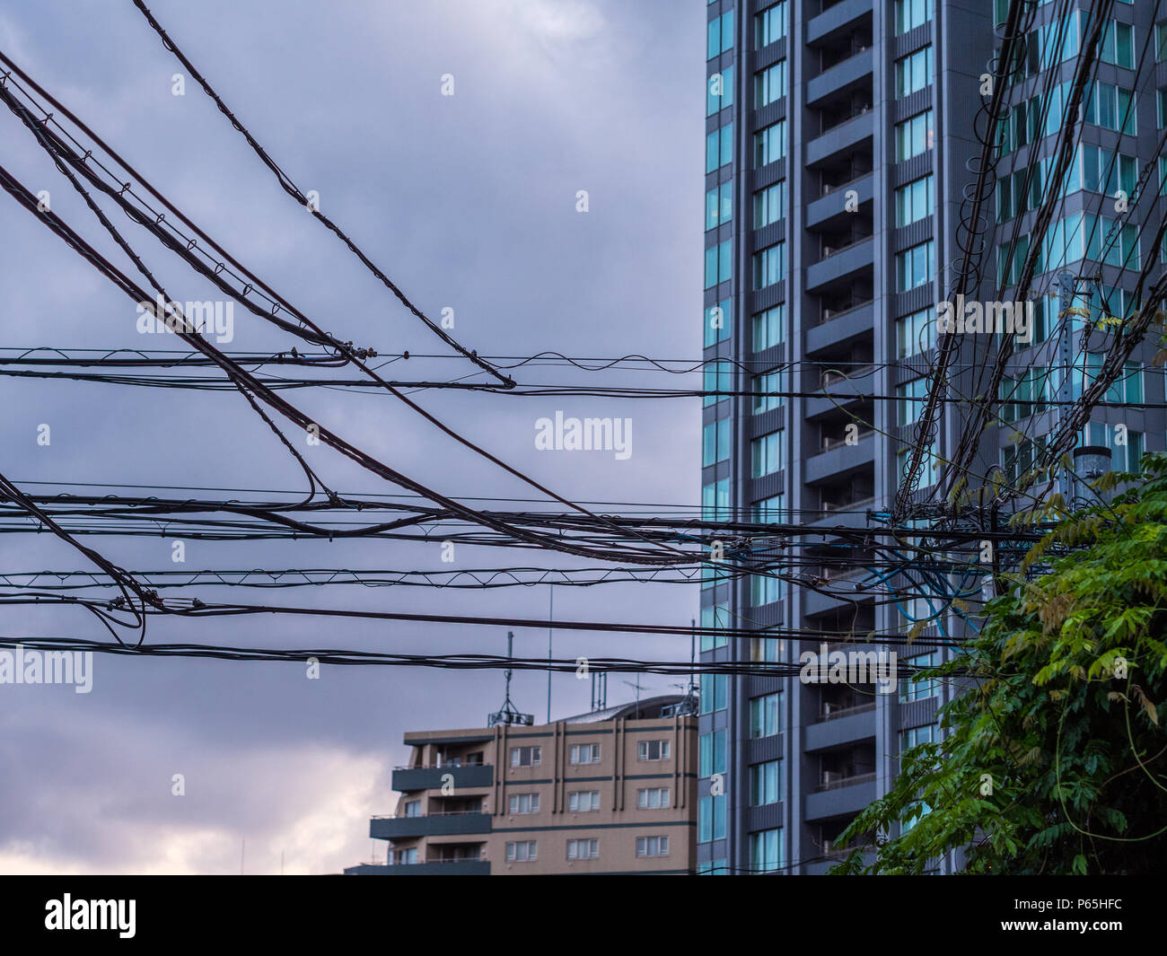 Electricity wires in the city of Tokyo - TOKYO / JAPAN - JUNE 17, 2018 ...