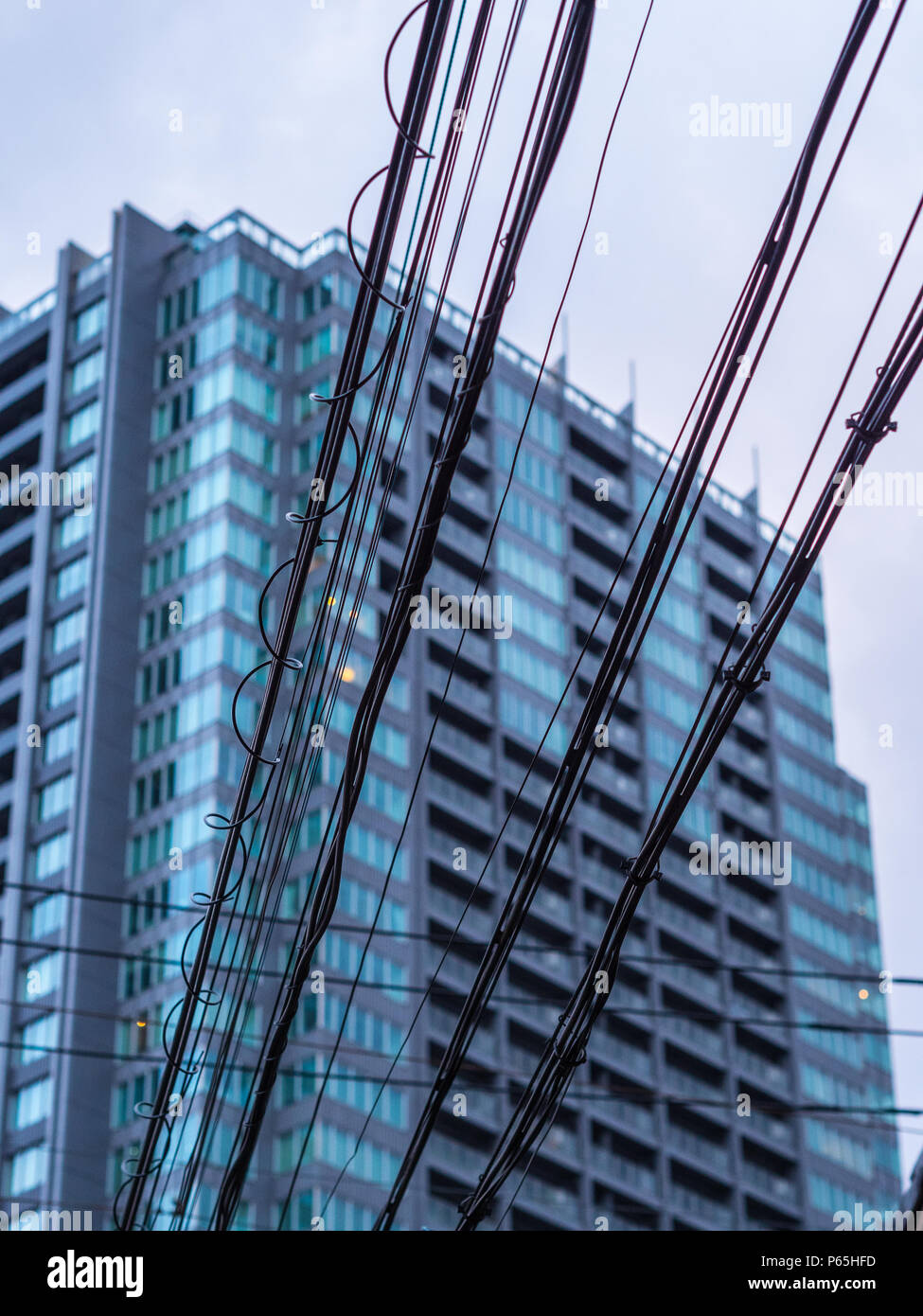Electricity wires in the city of Tokyo - TOKYO / JAPAN - JUNE 17, 2018 ...