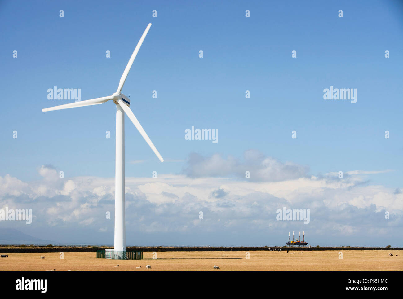 Siddick windfarm on the outskirts of Workington, Cumbria, UK Stock ...